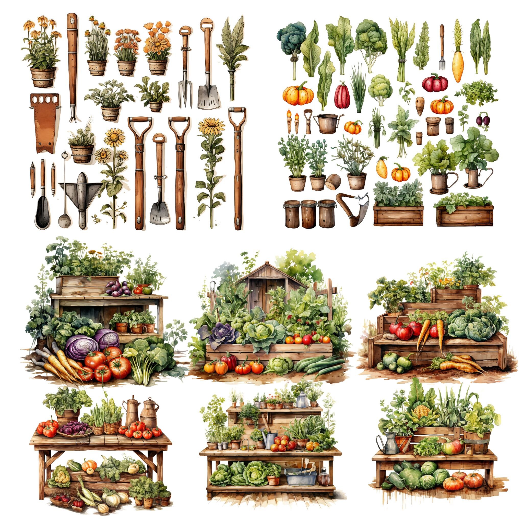 Gardening Clipart Bundle Plantlover Gardening Tools PNG Gardening ...
