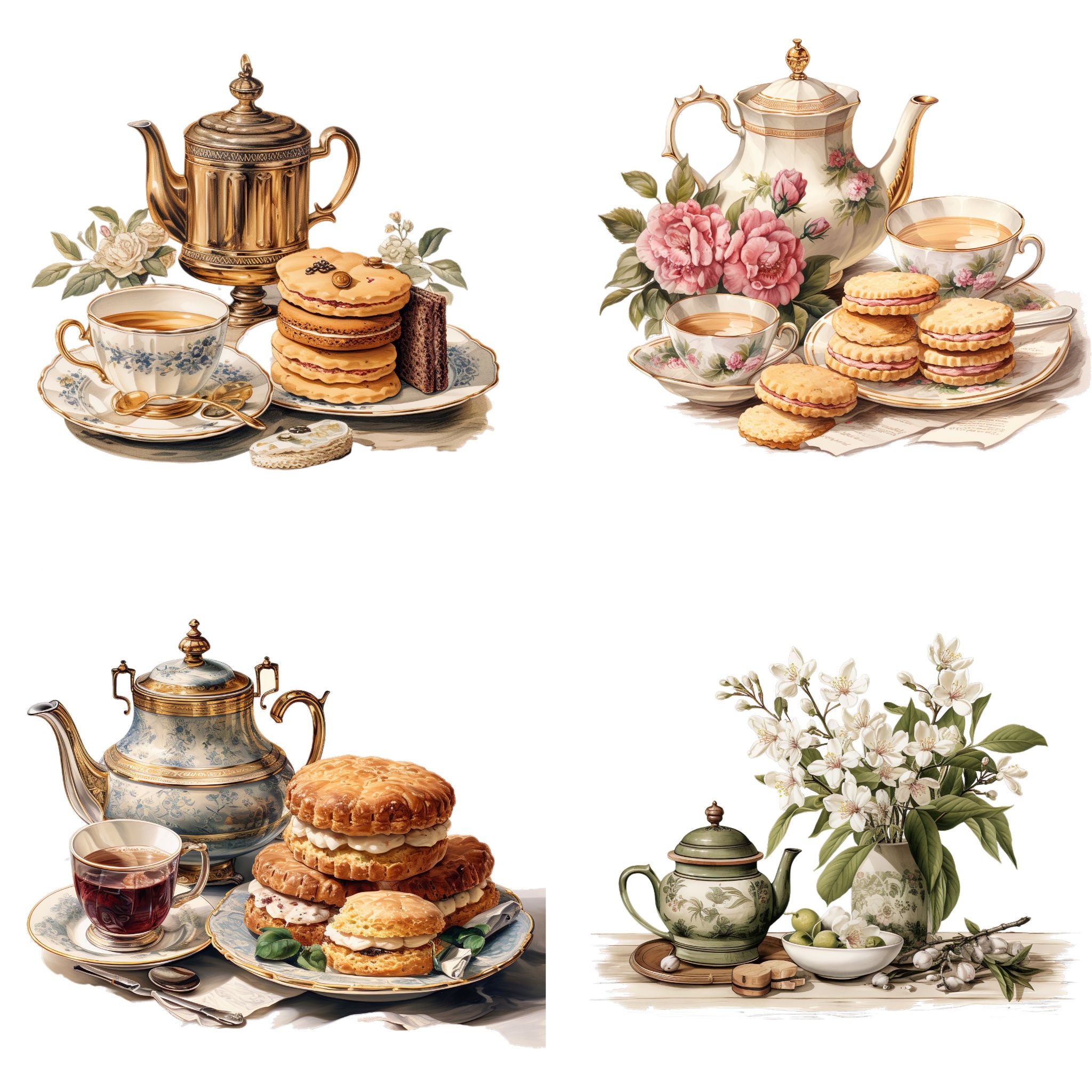 Vintage Tea Clipart Tea Clipart 50 Png Bundle High Party Teapots ...
