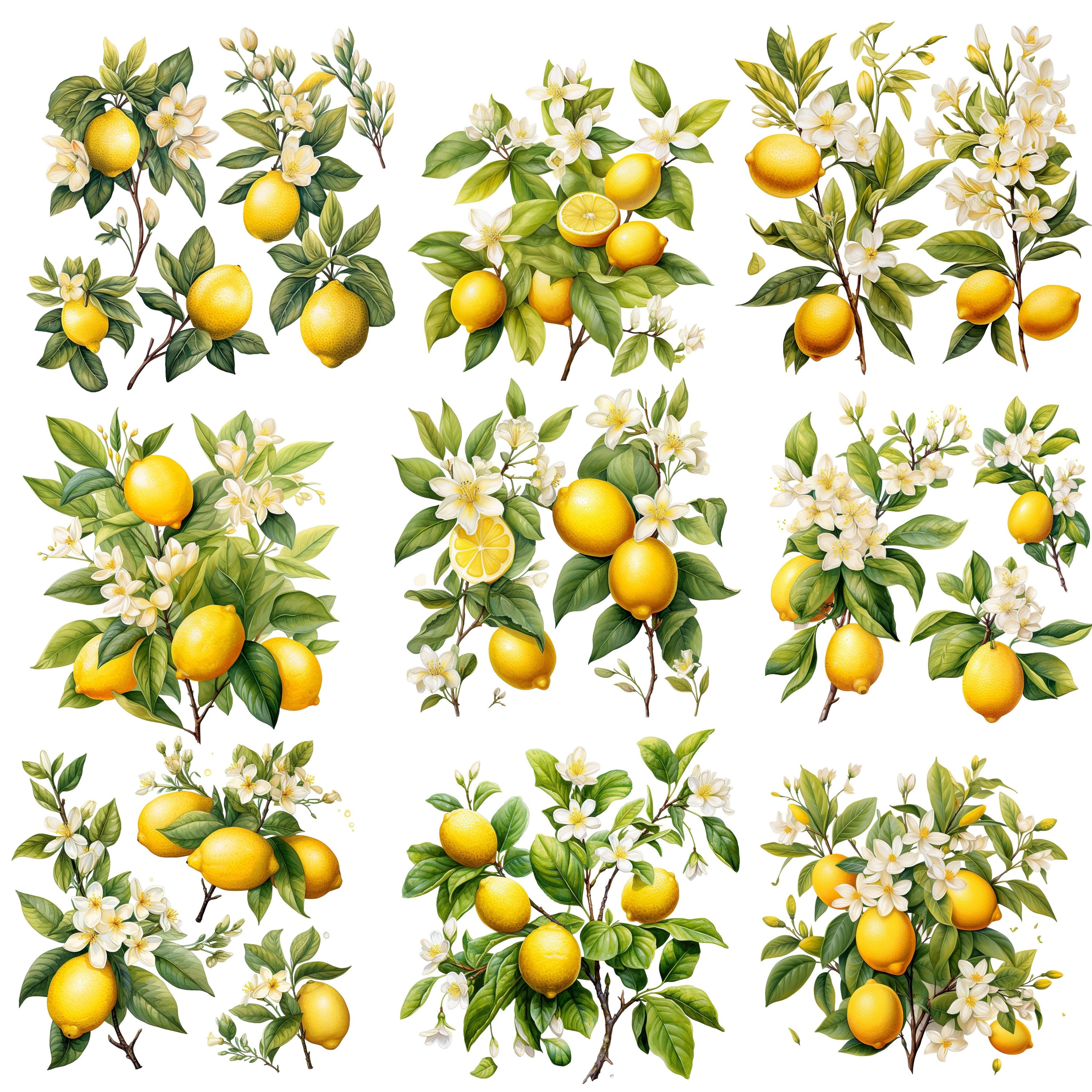 Watercolor Lemon Clipart PNG | Instant Download | Lemonade PNG | Floral ...