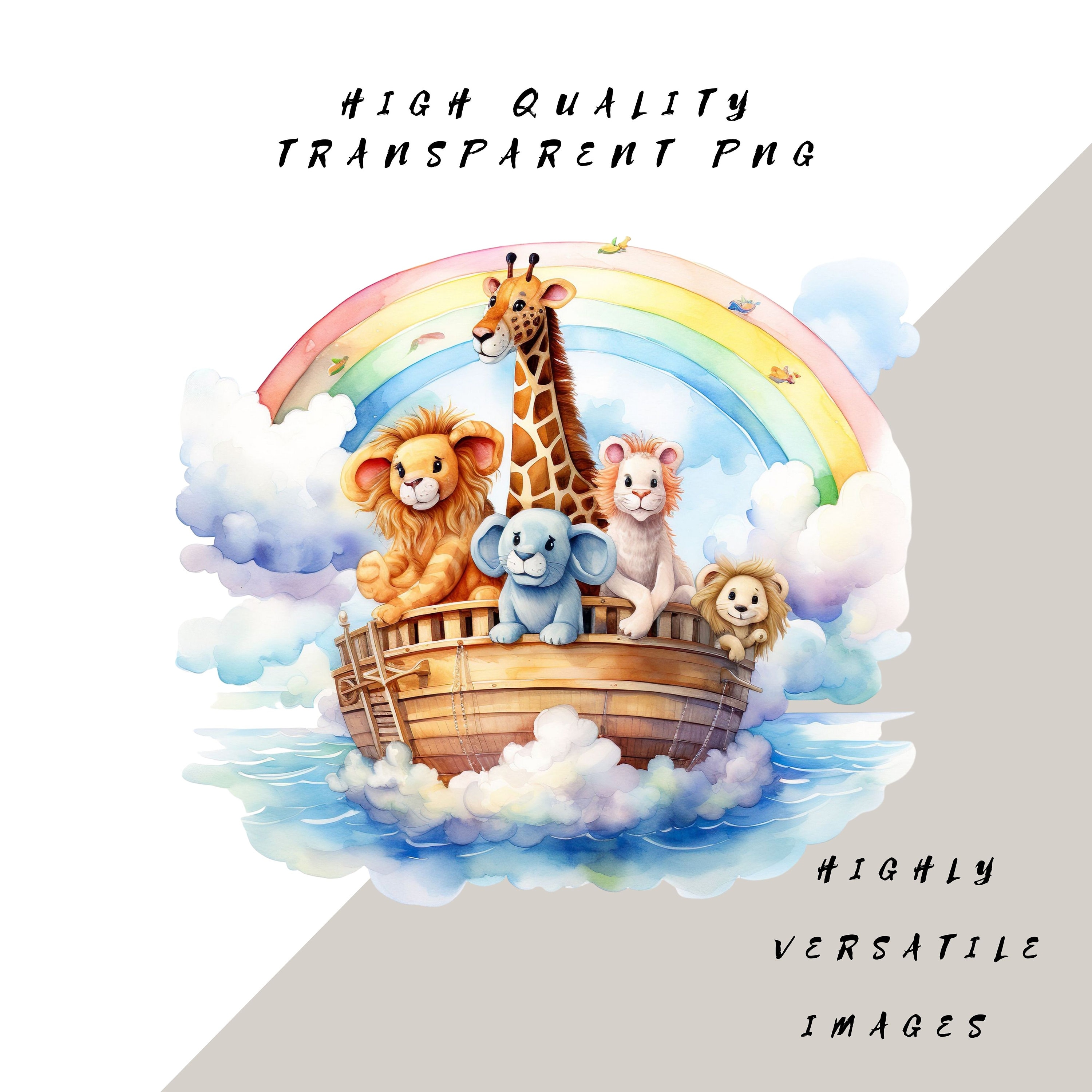 Watercolor Noah's Ark Watercolor Clipart Bible Clipart Bible Printable ...