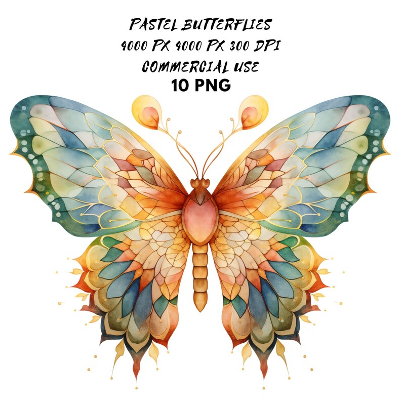 Pastel Watercolor Butterfly Clipart, Soft Colors Butterflies Bundle ...