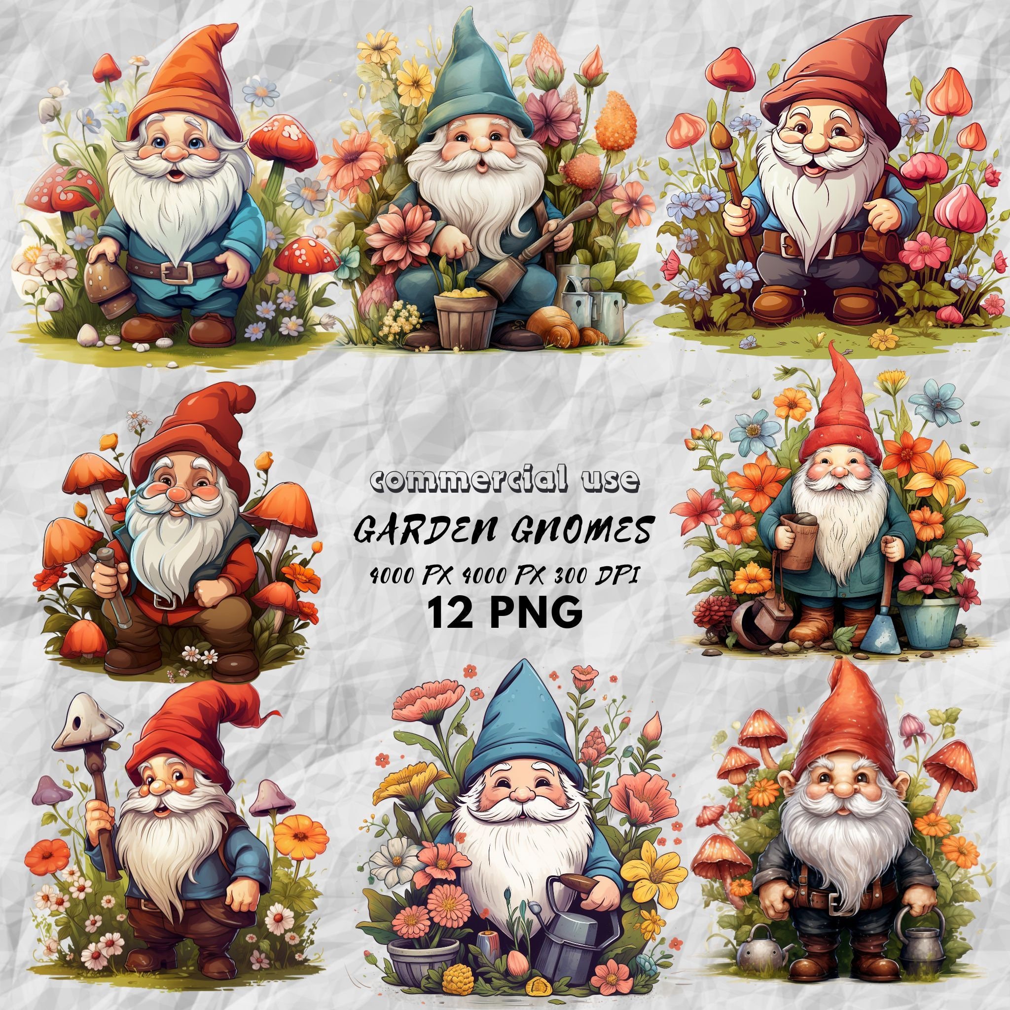 Gnome Clipart Mega Bundle 150 Garden Spring Winter Graphics PNG ...