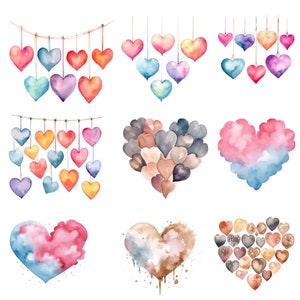 Watercolor Pastel Rainbow Heart Cute Clipart Boho Neutral Tone Hearts ...