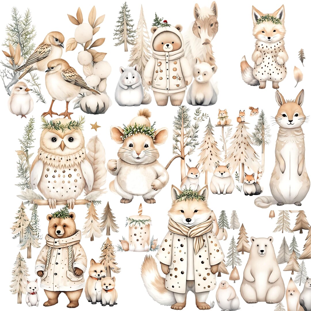 Watercolor Christmas Clipart Cozy Winter Bundle Digital Download Hygge ...