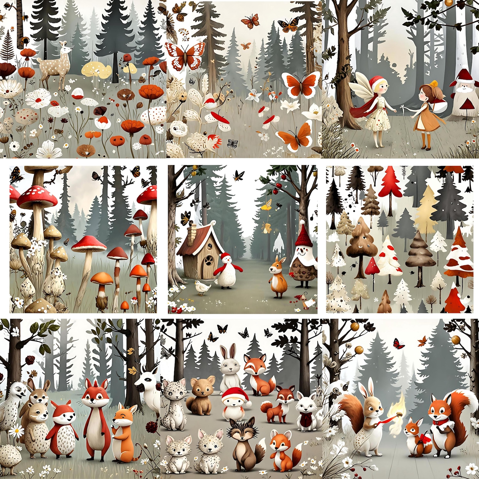 Christmas Woodland Animals Clipart Bundle: Watercolor Forest Creatures ...