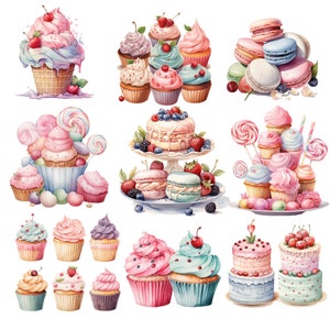 Pastel Candy Clipart, Watercolor Sweets Clipart, Digital Download ...