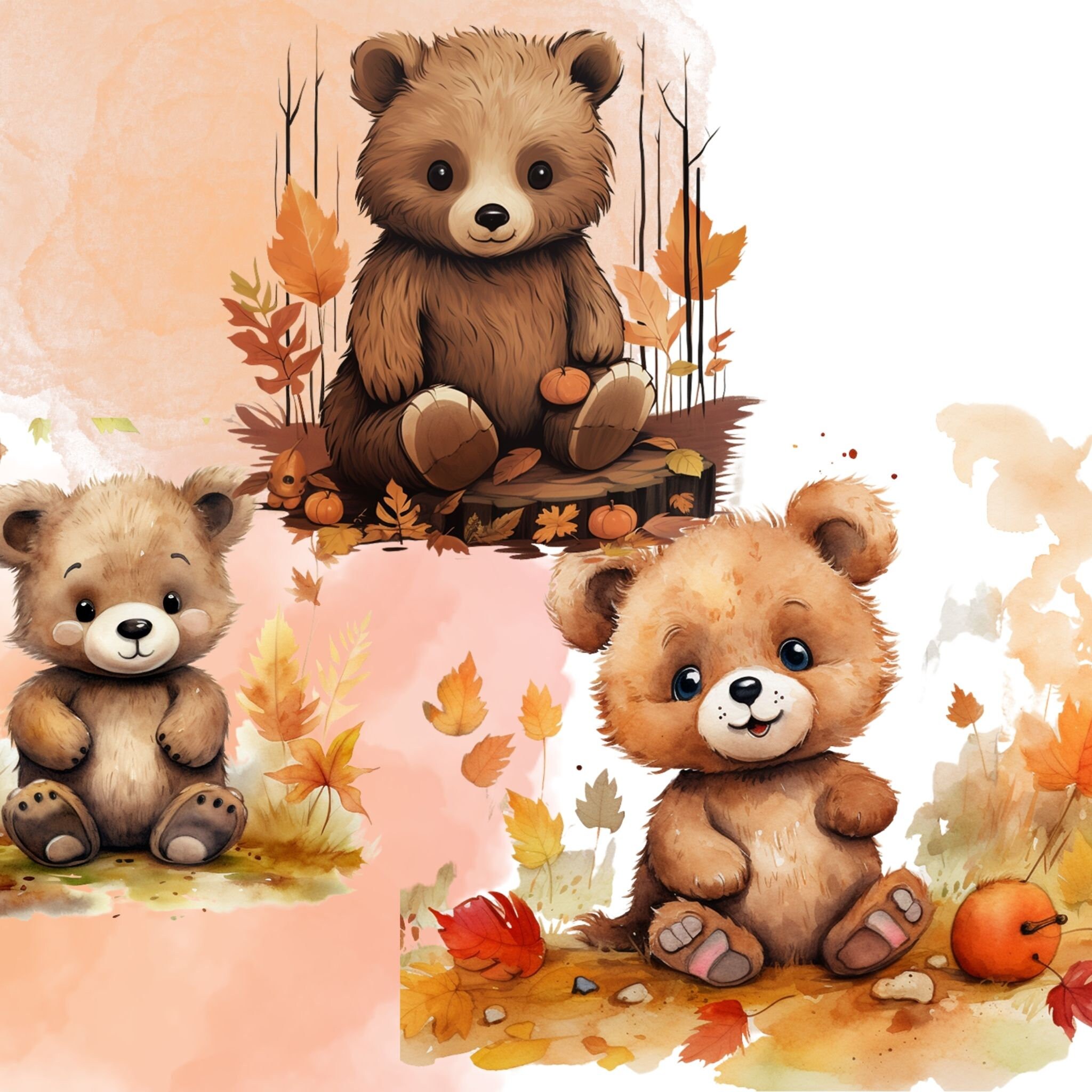 Bear Watercolor Illustration Clipart Commercial Use Woodland Animals ...