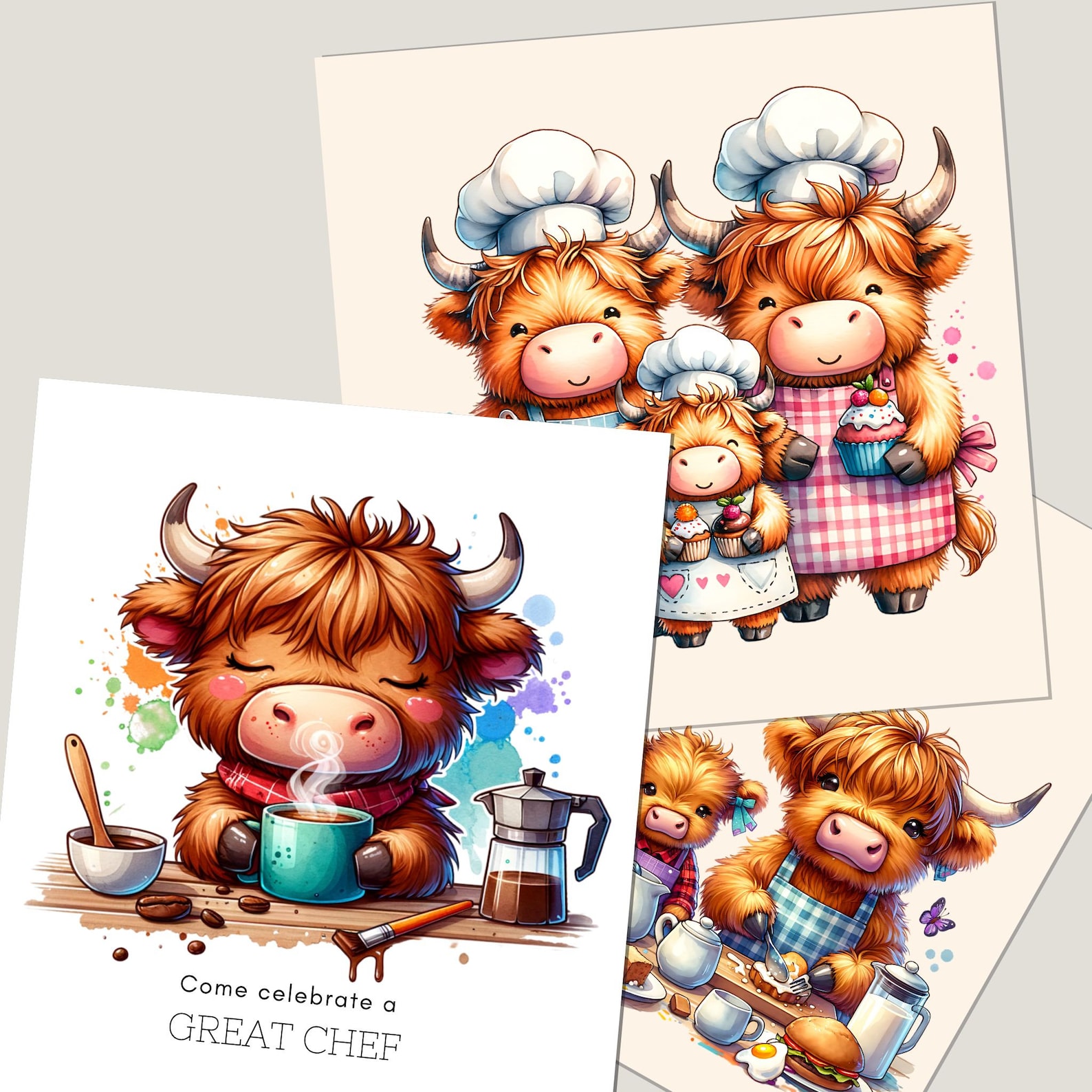 Kitchen Highlander Cows Family Highlandcow Clipart Cow PNG Bundle ...