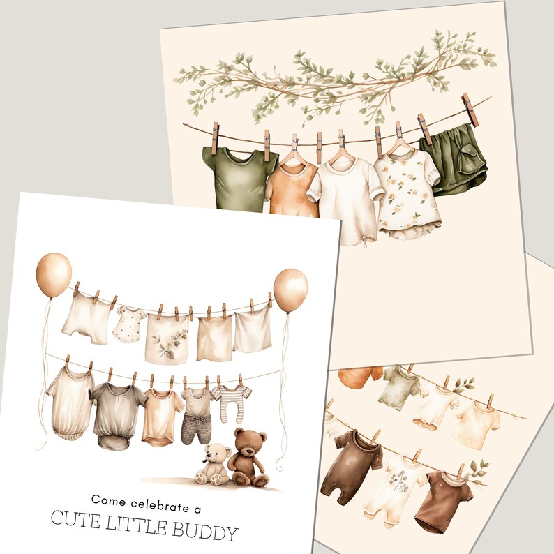 Baby Clothes | Baby Boy Girl Washing Line Clipart | Clothesline Baby ...