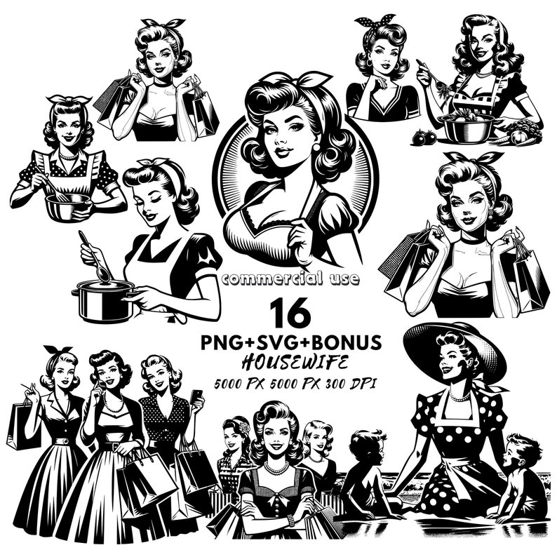 Housewife Vintage Women 60S 50S Retro Woman Svg 1950S Atomic Commercial ...