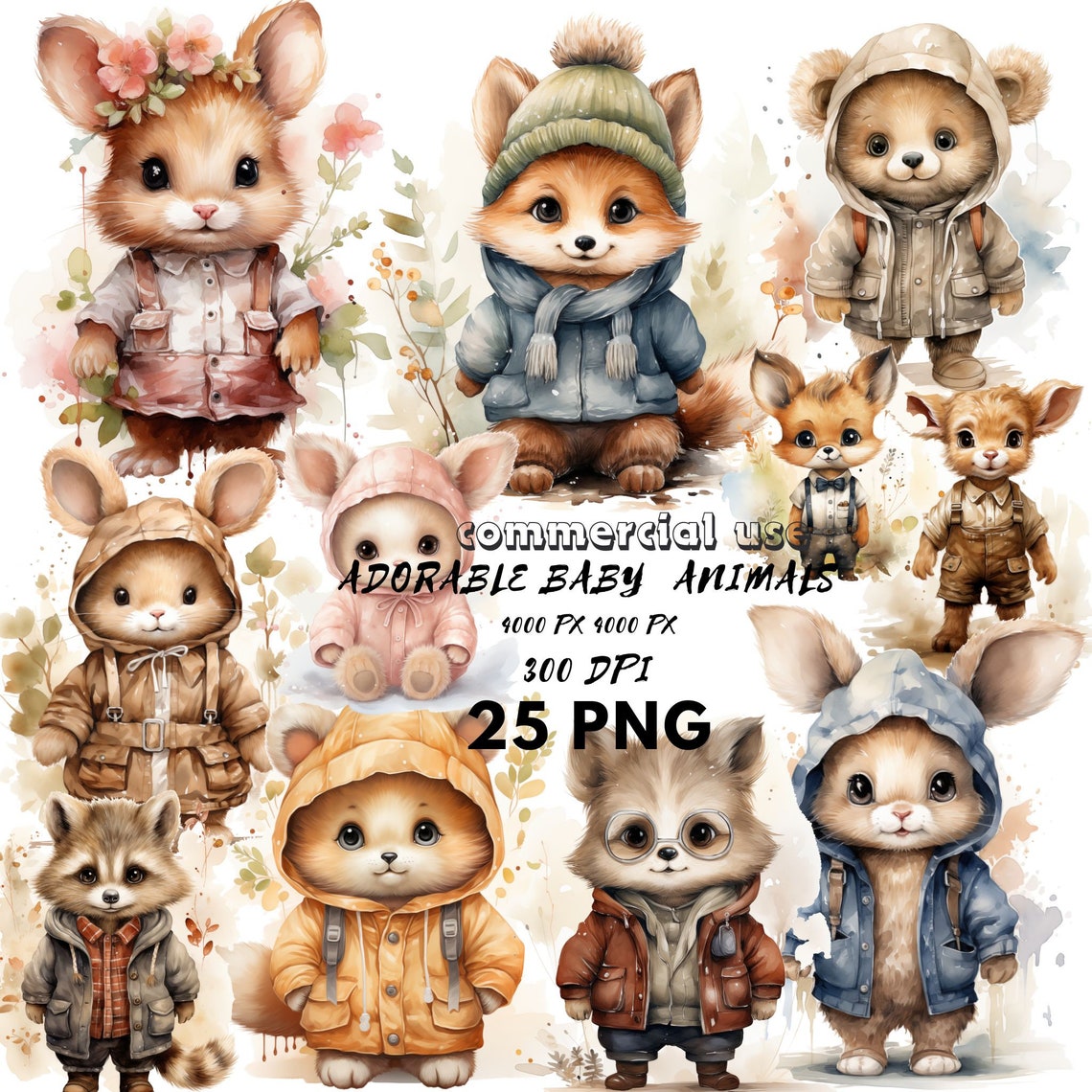 Clothed Baby Animal Clipart Animated Animal With Clothes Cute Clothed ...