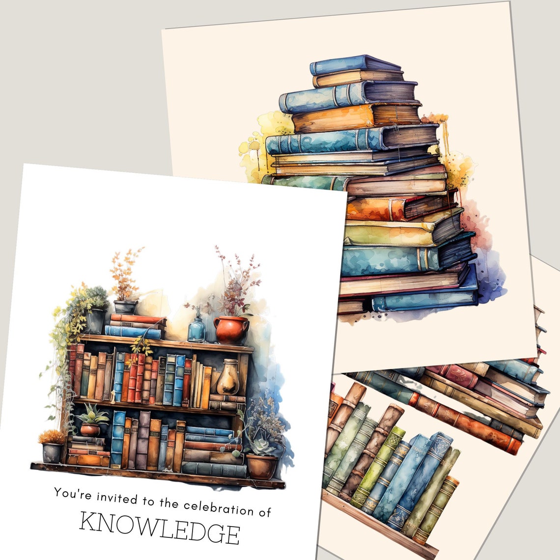 42 Books Clipart Watercolor Stack of Books Clipart Bundle PNG Book ...