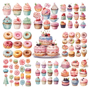 Pastel Candy Clipart, Watercolor Sweets Clipart, Digital Download ...