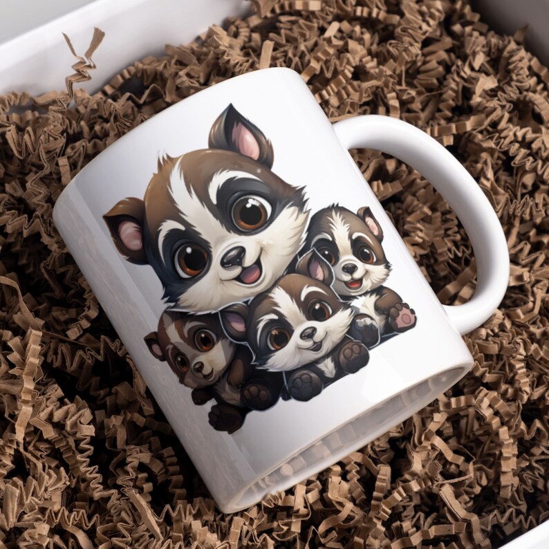 Kawaii Animated Raccoon Clipart Bundle Cute Forest Animal With Family ...