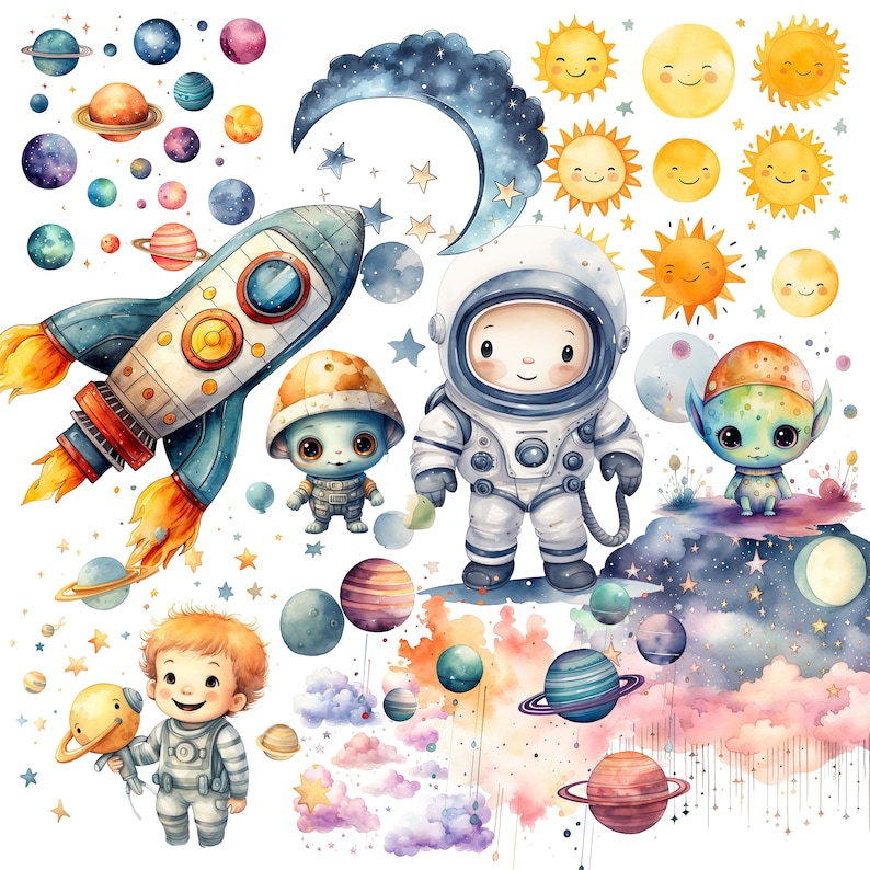 Astronaut Spaceship | Cute Space Clipart: Astronaut Art for Crafts and ...