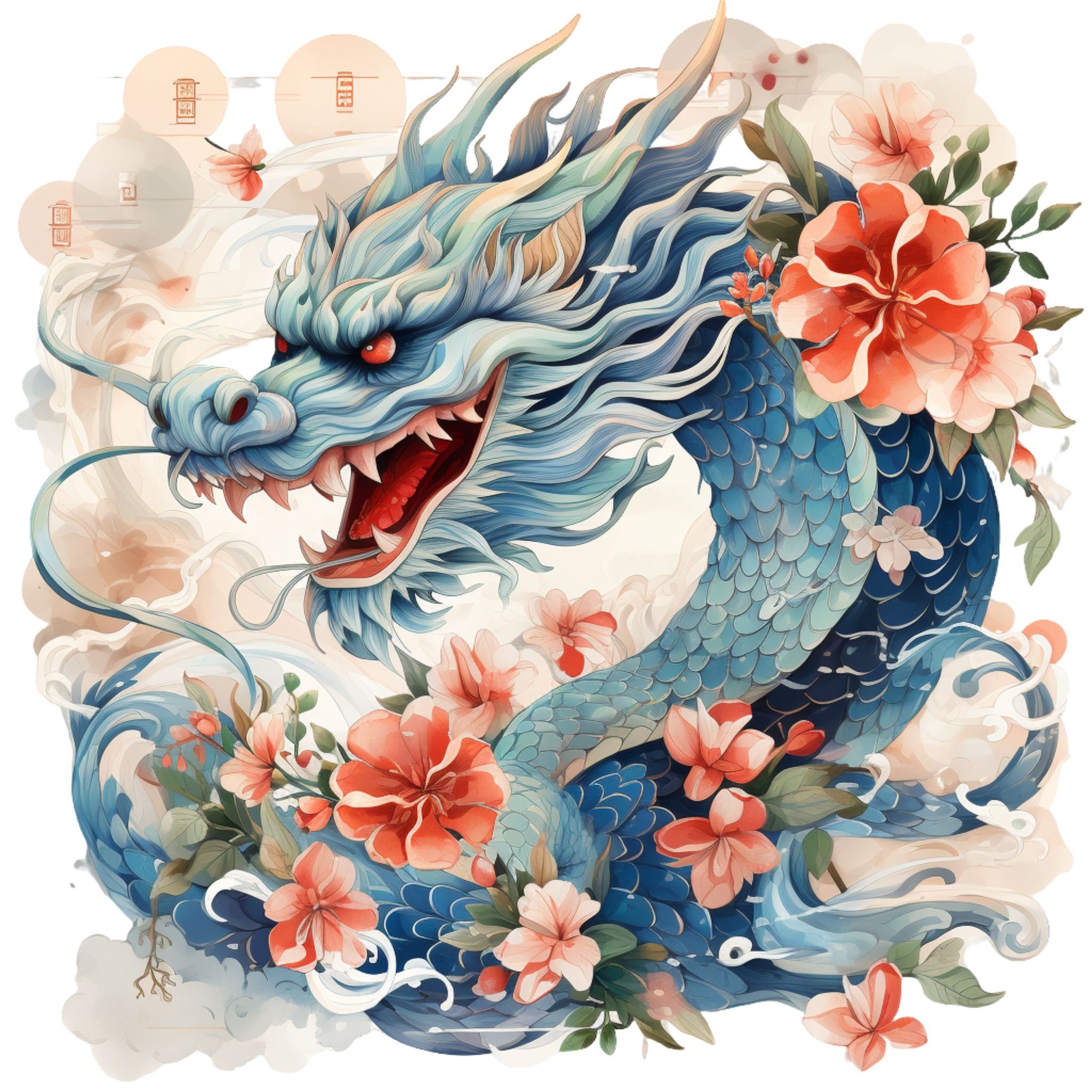 Wood Dragon Chinese Zodiac 2024 PNG Watercolor New Year Dragon Clipart ...