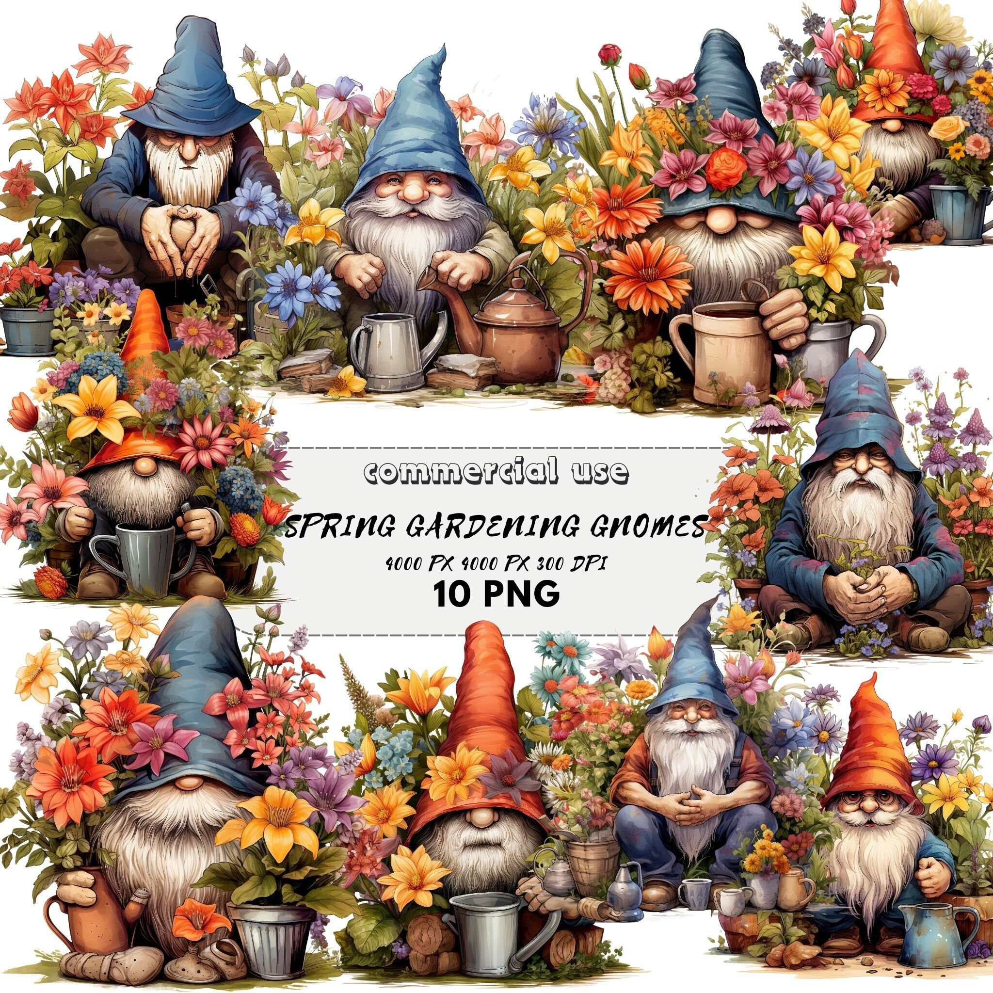 Gnome Clipart Mega Bundle 150 Garden Spring Winter Graphics PNG ...