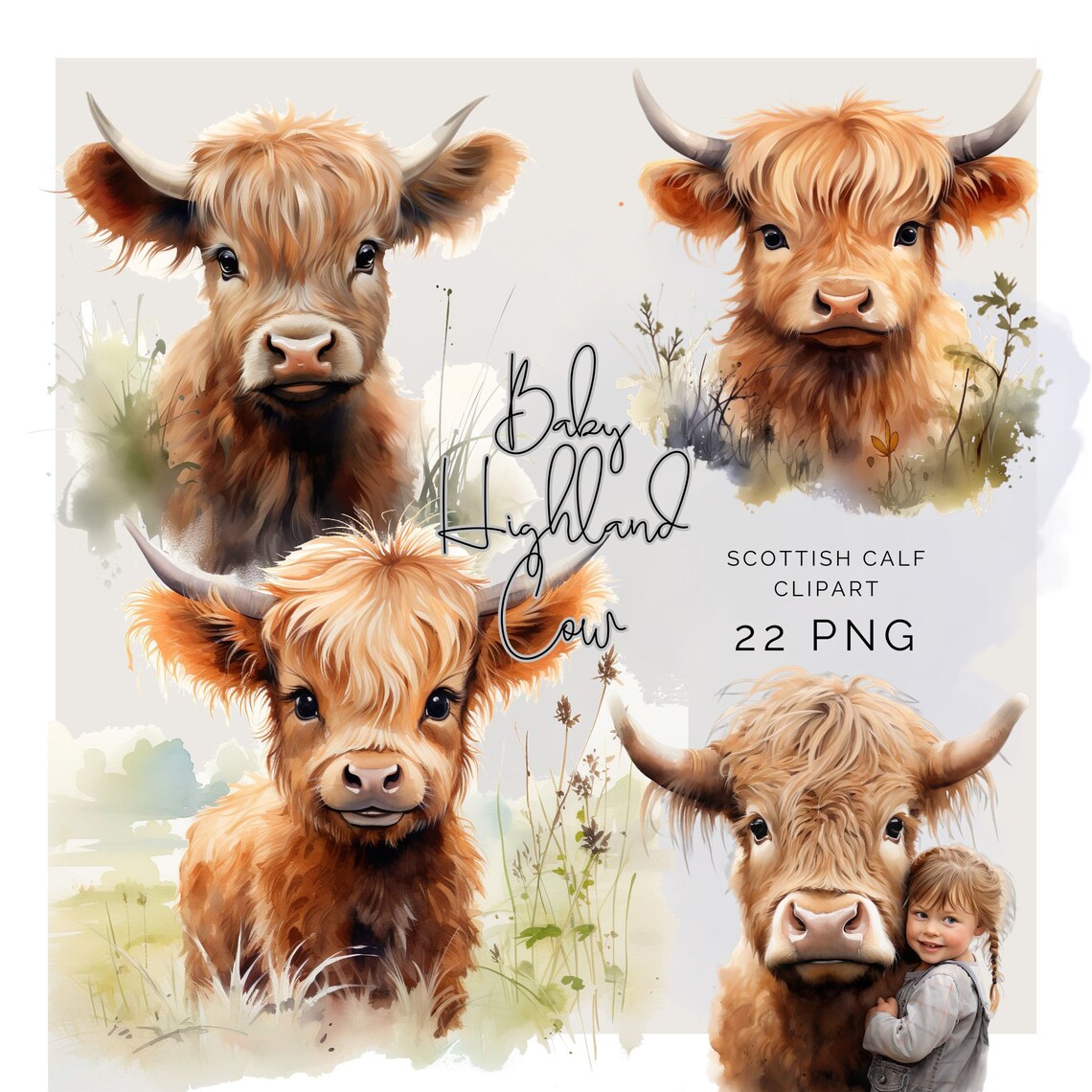 145 Highland Cow Clipart Mega Bundle Baby Family Highlandcow SVG ...