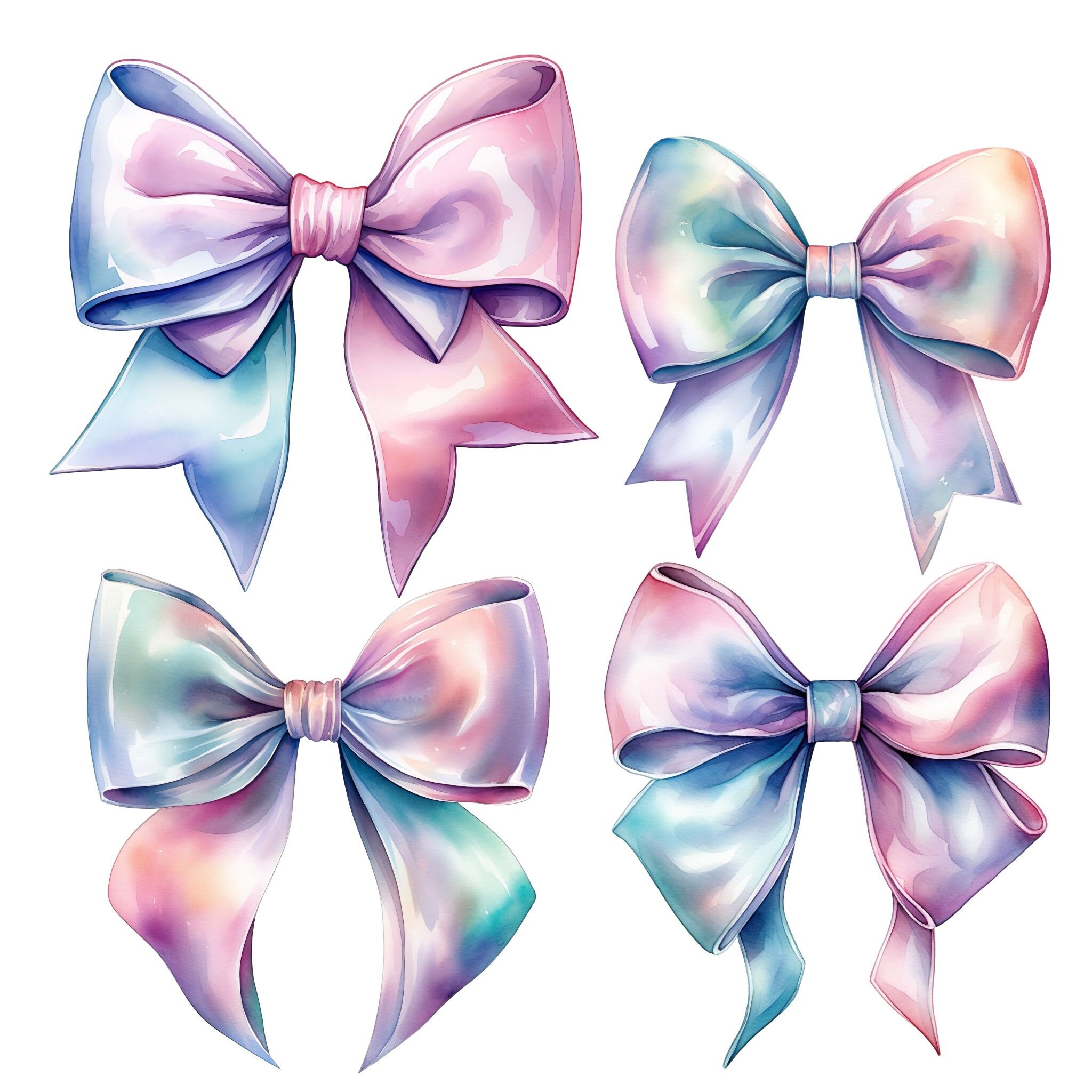 Coquette Watercolor Trendy Pink Bow PNG Clipart, Iridescent & Pastel ...