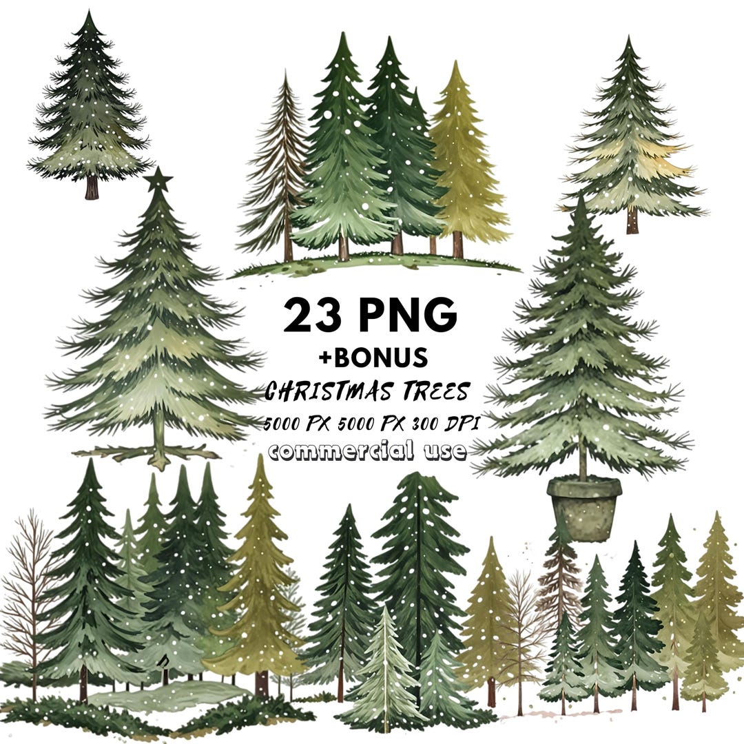 Fir Tree Clipart - Vintage Minimalist Nature Print - Rustic Home Decor ...