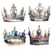 Crown Watercolor Clipart Royal Silver Gold Stones Headpiece Vintage ...