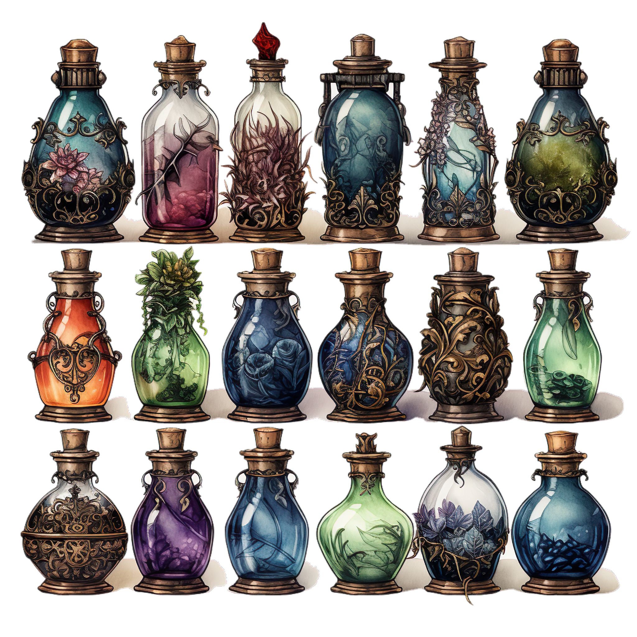 Vintage Bottled Love Potion Clipart Vintage Bottle PNG Old Bottle Clipart Poison Bottle Paper ...