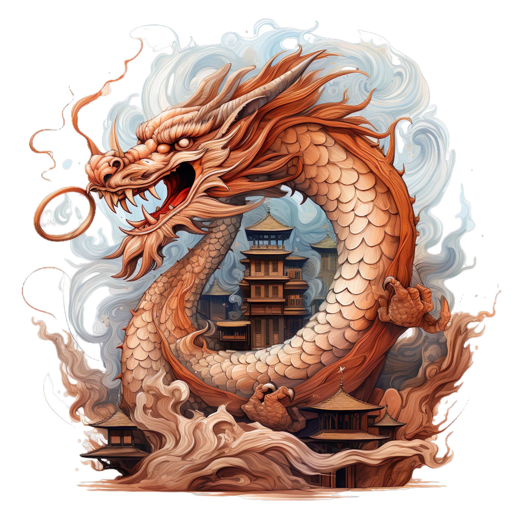 Wood Dragon Chinese Zodiac 2024 PNG Watercolor New Year Dragon Clipart ...