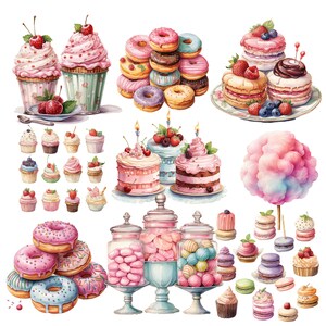 Pastel Candy Clipart, Watercolor Sweets Clipart, Digital Download ...