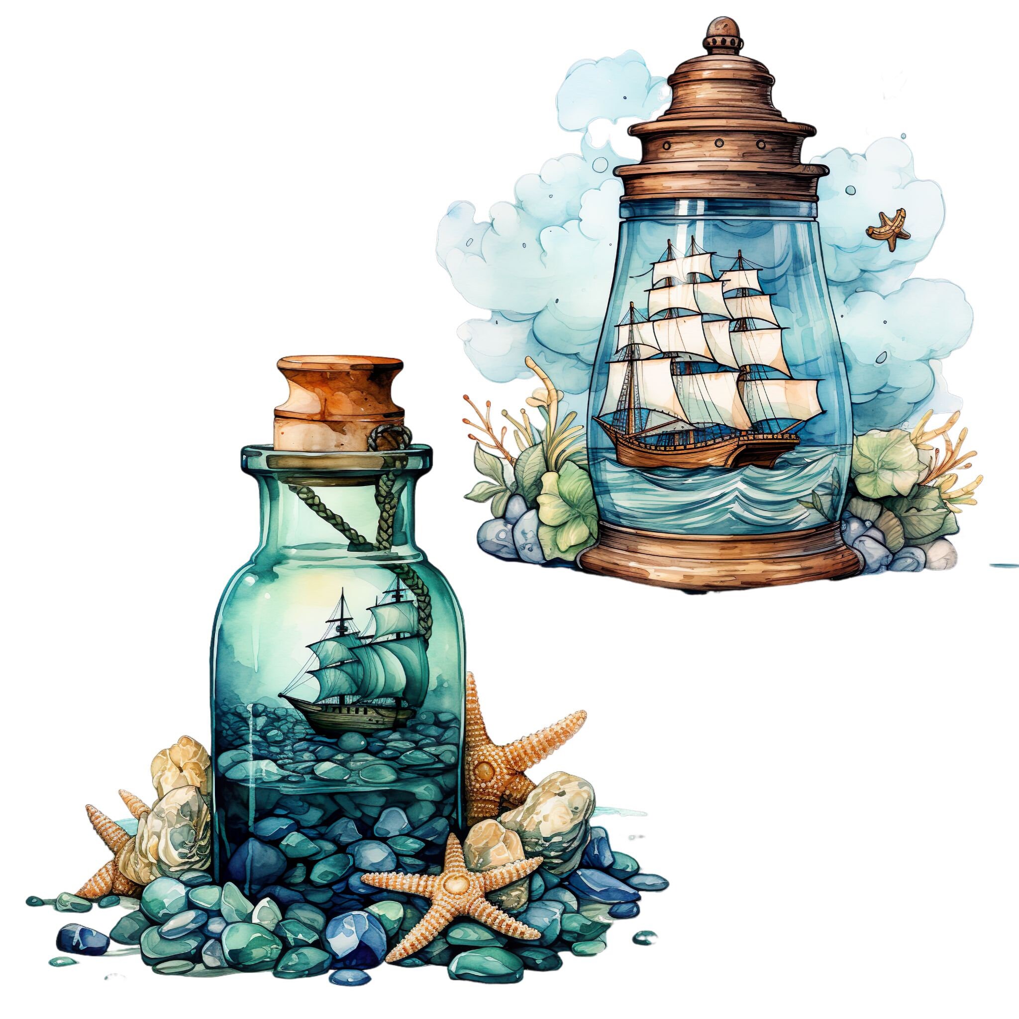 Sea Bottle Clipart | Nautical Clipart. Ocean Clipart. Sea Clip Art ...