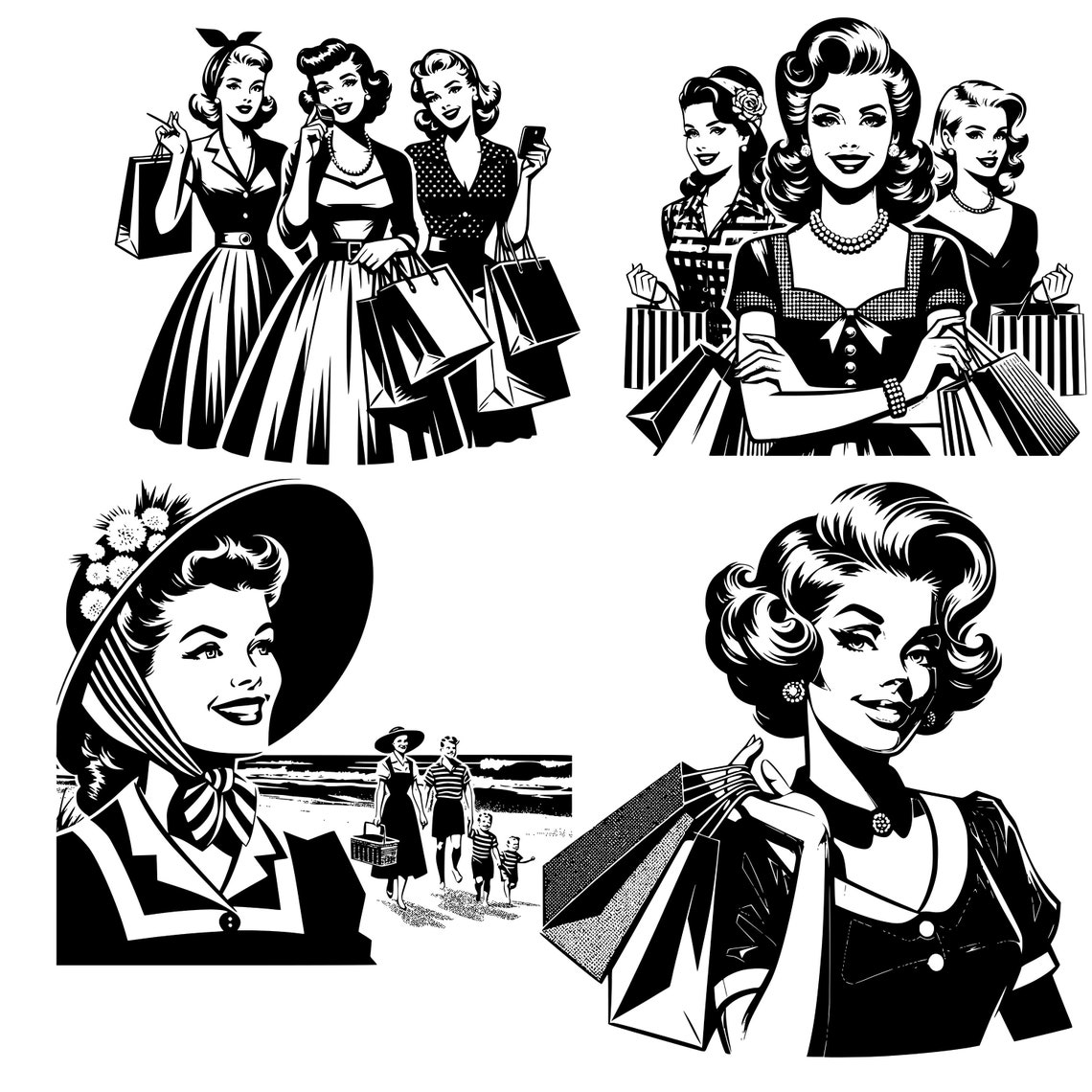 Housewife Vintage Women 60S 50S Retro Woman Svg 1950S Atomic Commercial ...