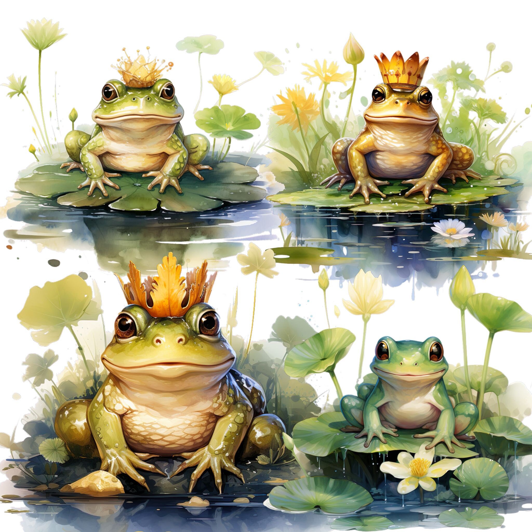 Amphibian Woodland Animal Png Cute Frogs Digital Download Watercolor ...