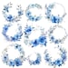 Blue Flowerful Watercolor Clipart Bundle Blue Wild Floral Wreaths ...