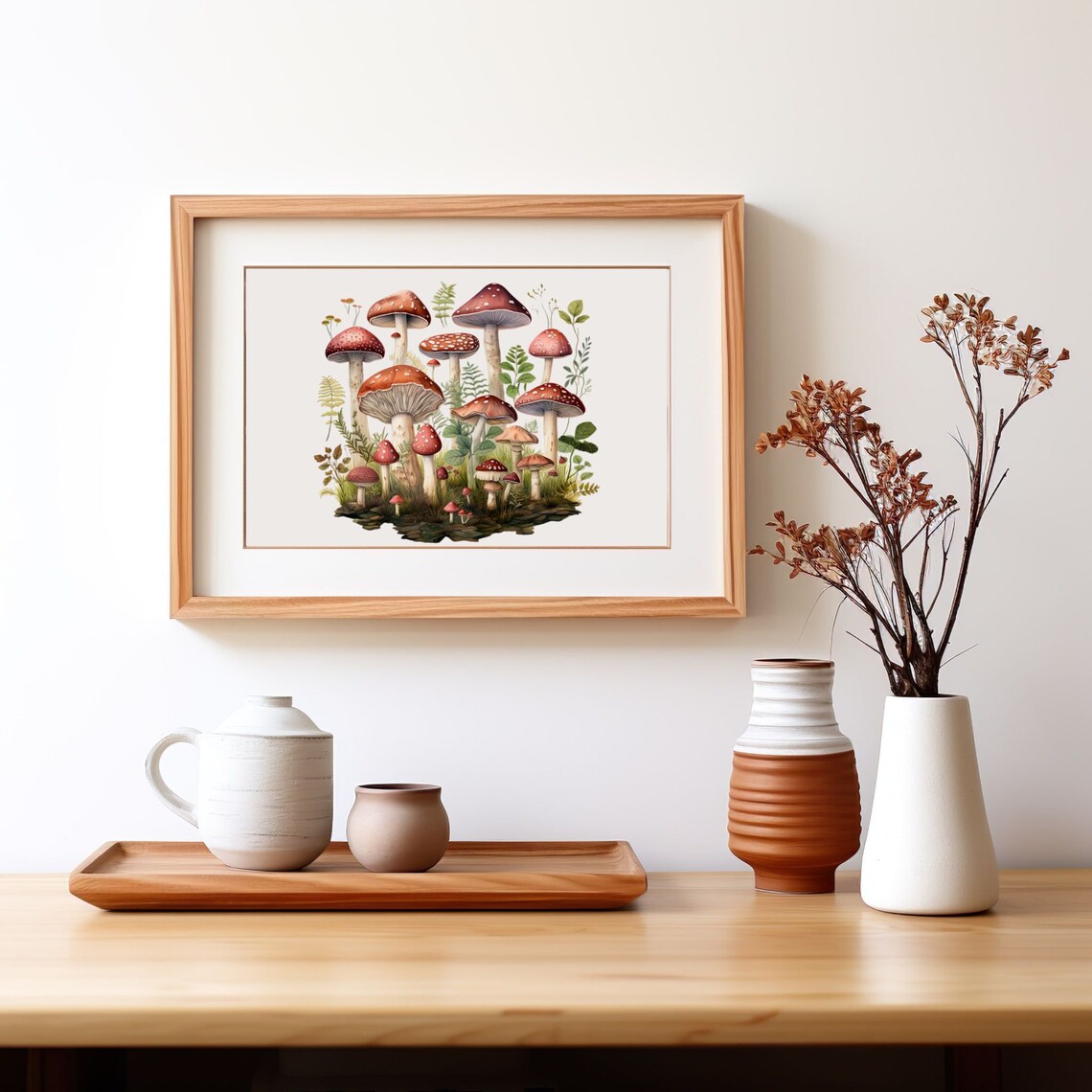 Toadstool Mushrooms Watercolor Fall Clipart Thanksgiving Forest Fungus ...