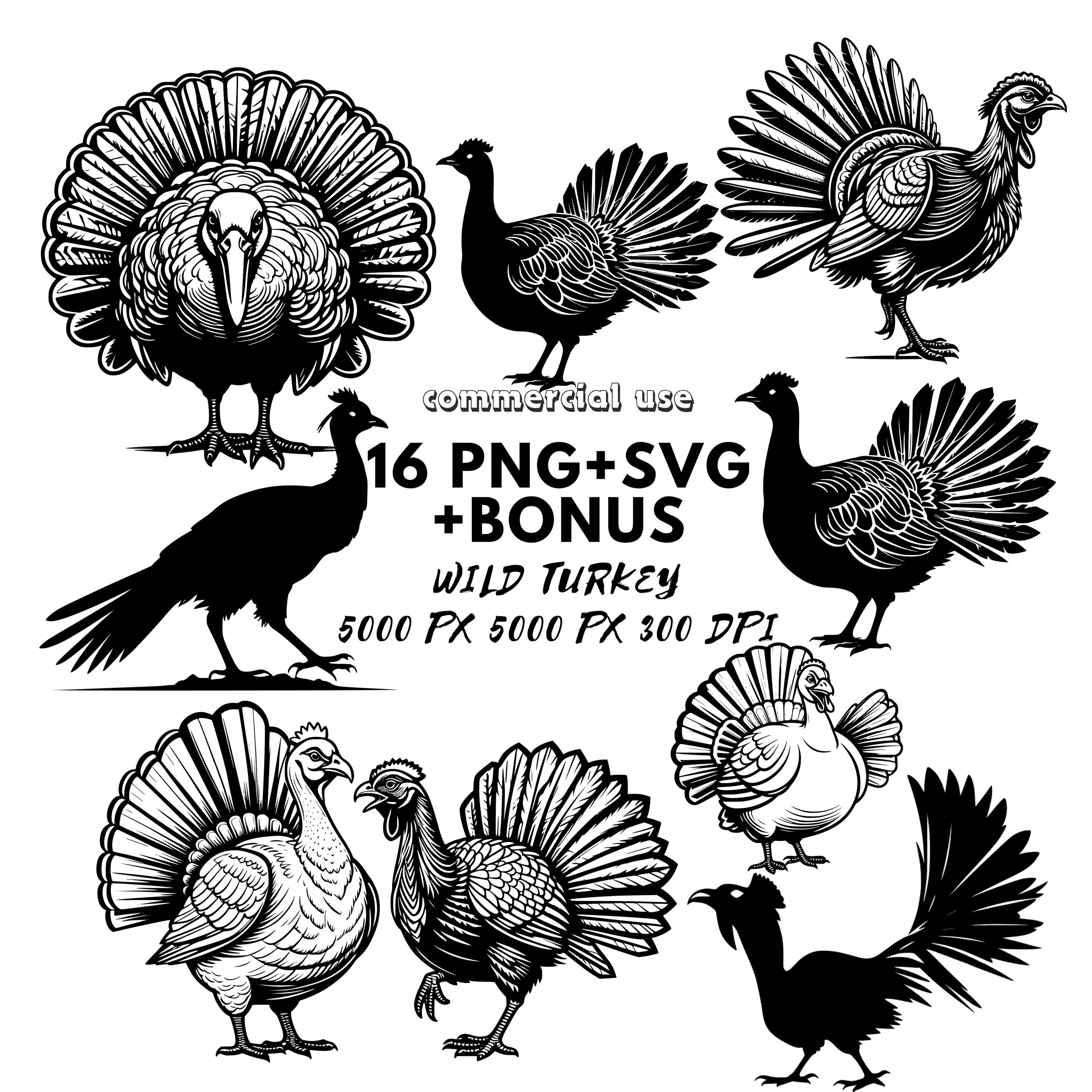Wild Turkey Clipart, Turkey Hunting SVG, Wild Turkey PNG, Digital ...