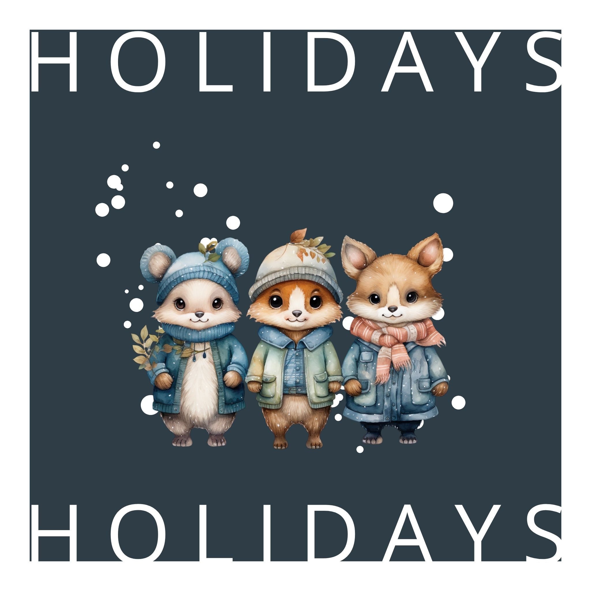 Children and Forest Animals Snow Watercolor in a Winter Scene Kids ...