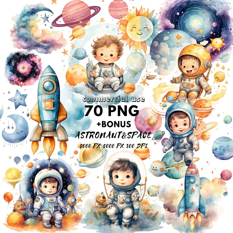 70 Little Space Astronaut Spaceship Cute Space Clipart: Astronaut Art ...