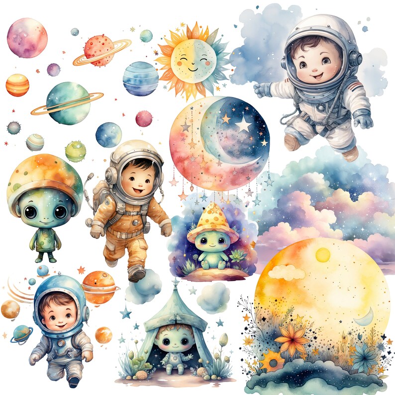 70 Little Space Astronaut Spaceship | Cute Space Clipart: Astronaut Art ...