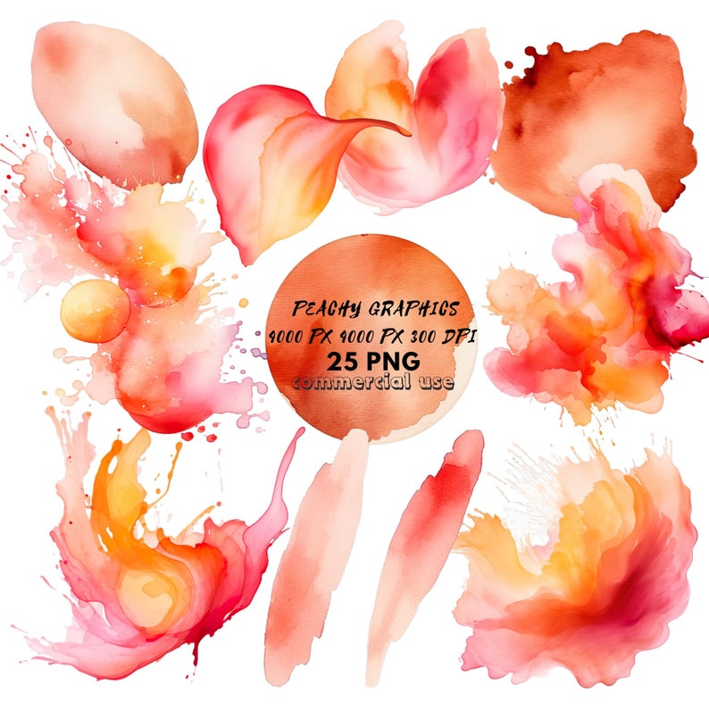 Peachy Splash PNG Watercolor Background Clipart Abstract Watercolor ...