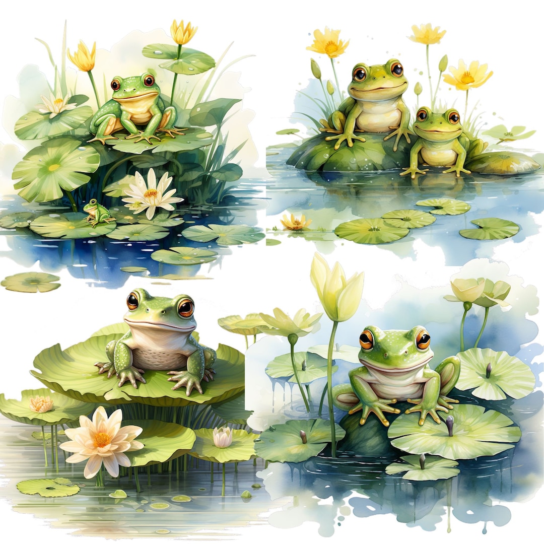 Watercolor Frog Clipart | Pond Life PNG (digital Download) - Etsy