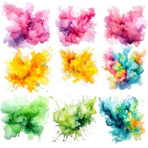 Watercolor Splash and Alcohol Ink Clip Art Commercial Use Instant ...