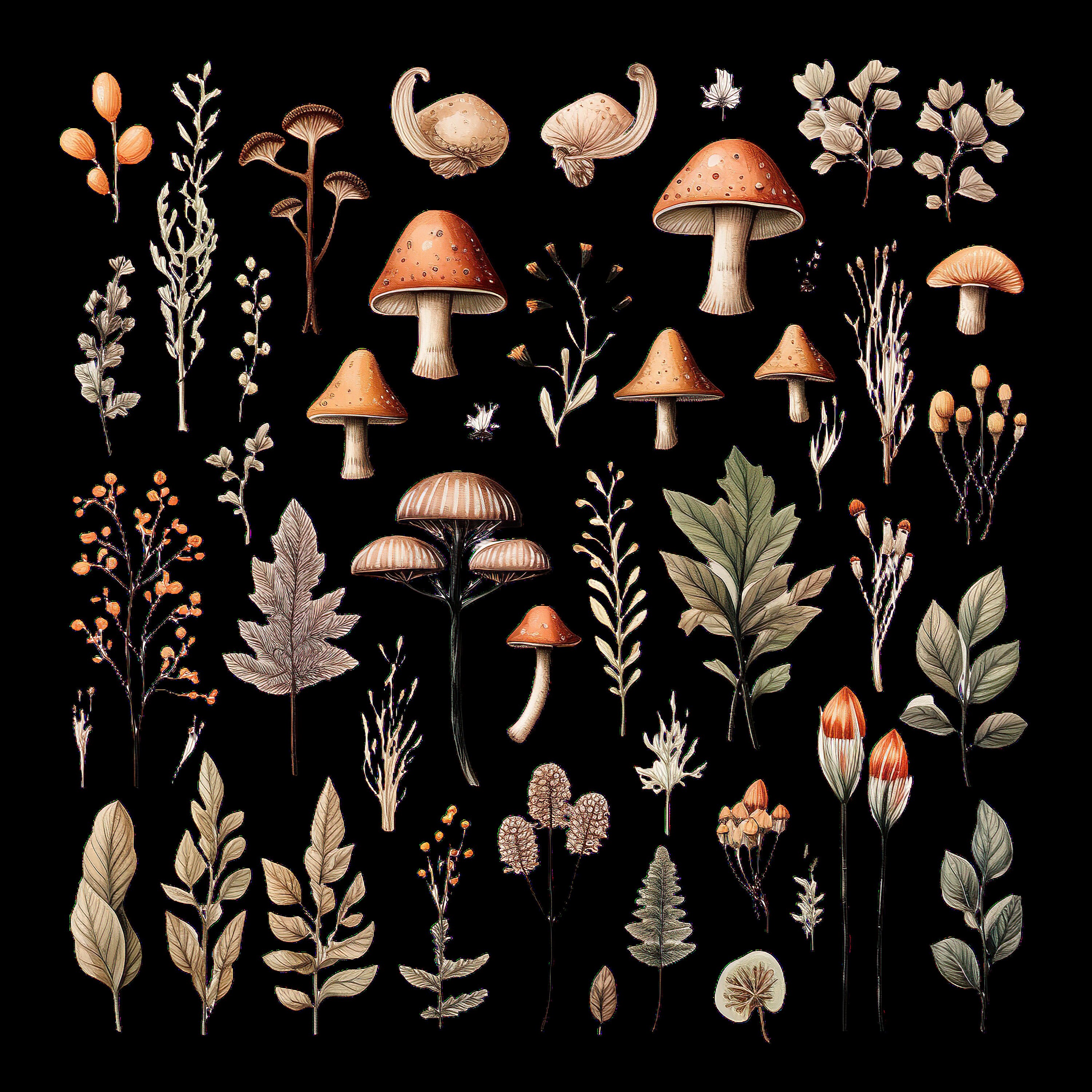 Watercolor Mushroom PNG Toadstool Cottagecore Clipart Fall Forest ...