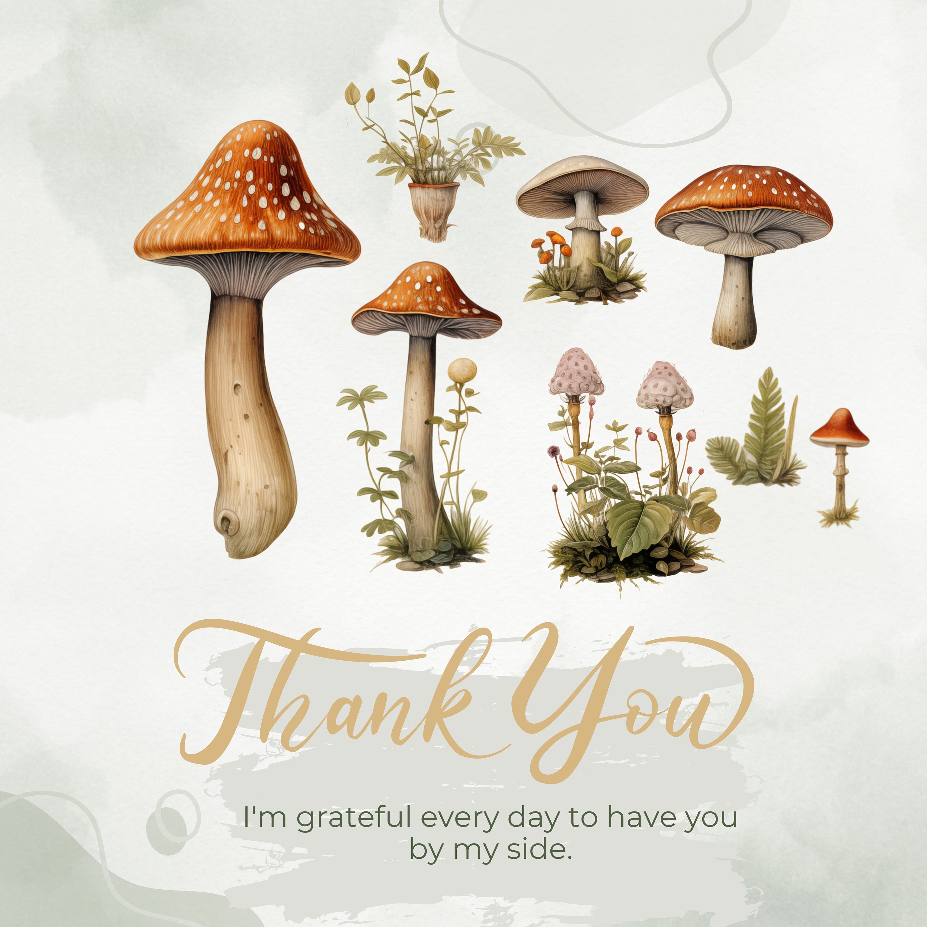 Woodland Clipart | Watercolor Mushrooms Clipart | Cute Mushrooms ...