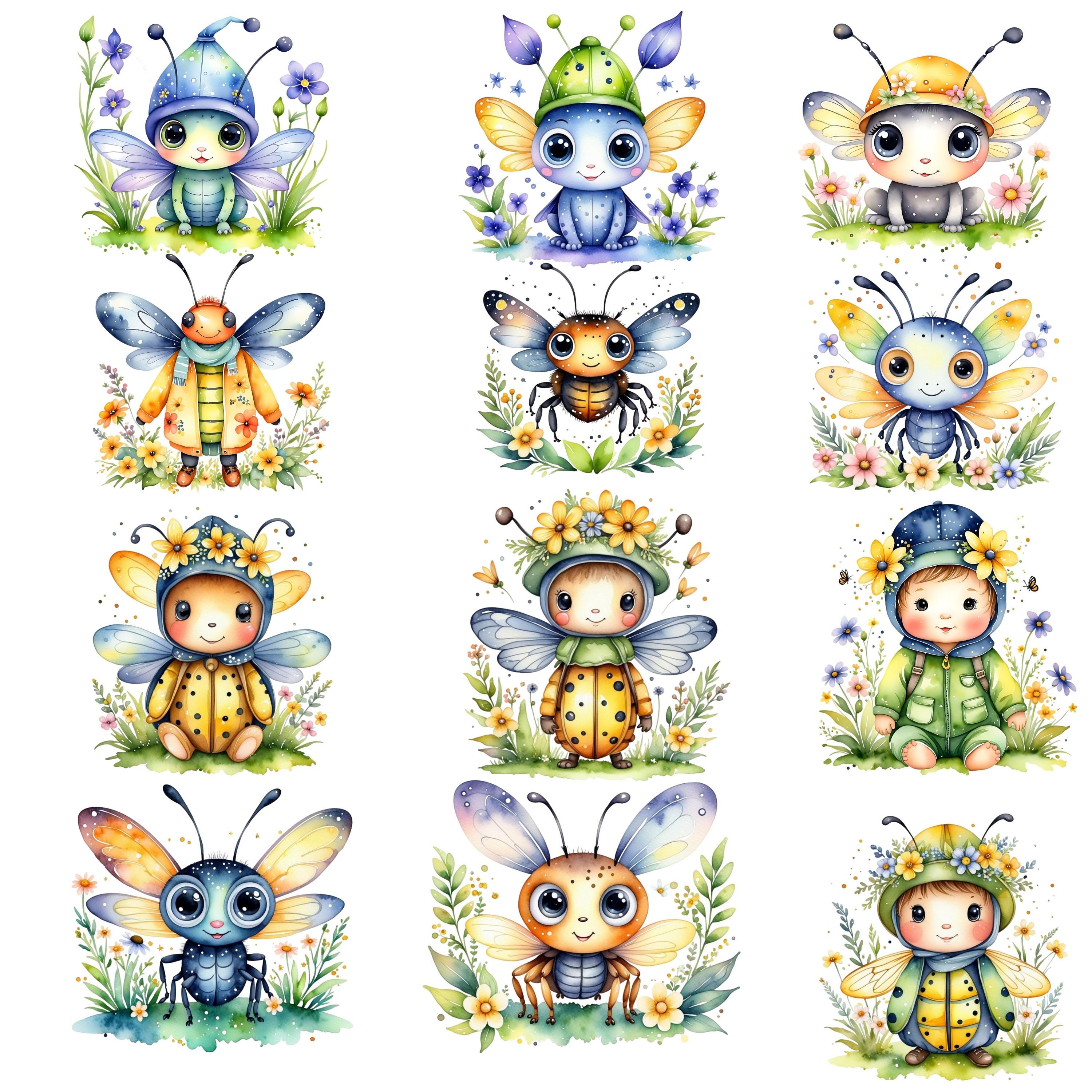Lightning Bug Clipart, Watercolor Firefly Art, Cute Insect PNG, Digital ...