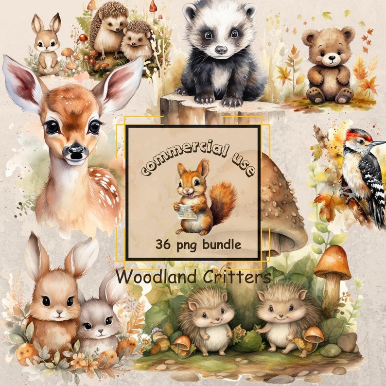 Woodland Animal | Cute Forest Animals | Cute Baby Shower Graphics ...
