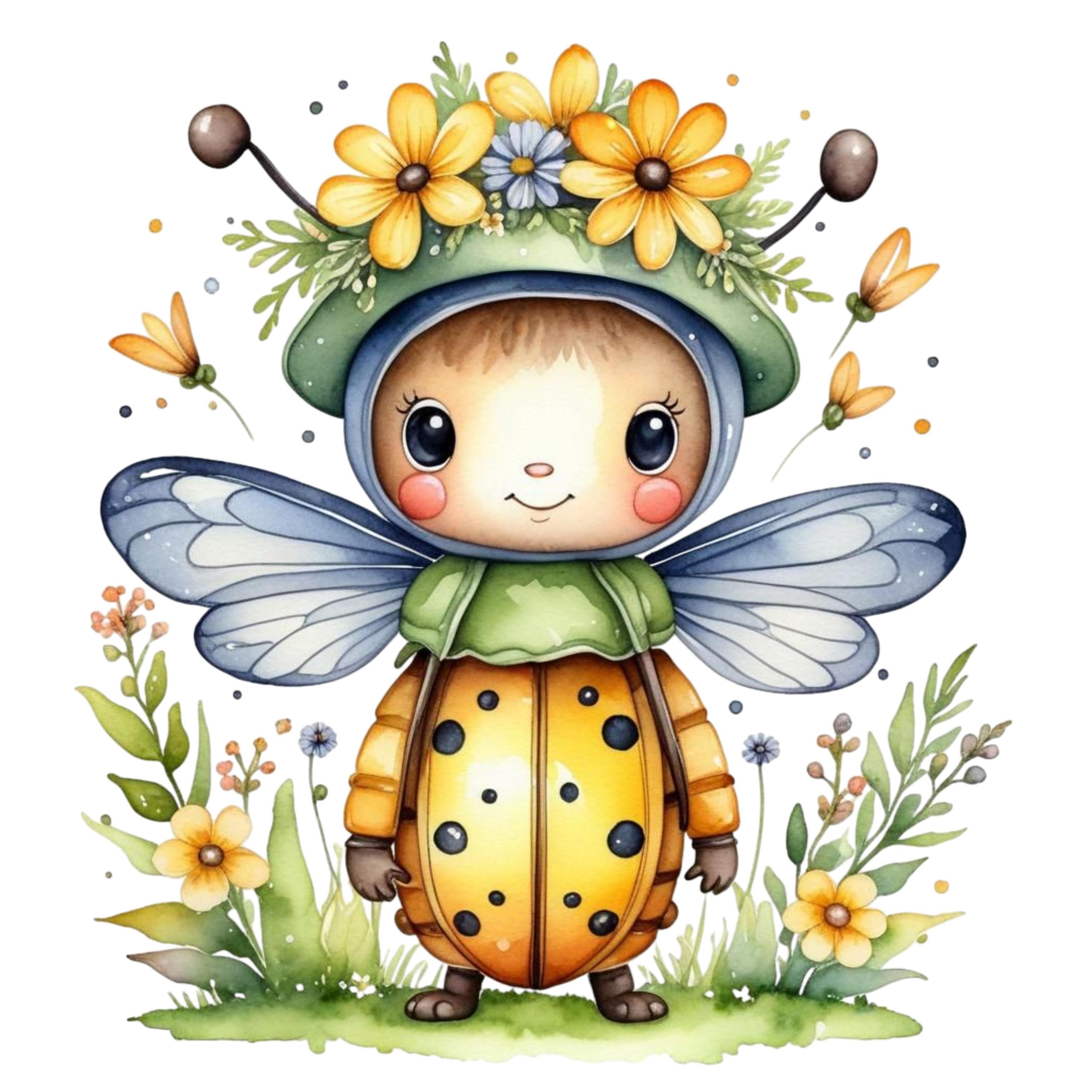 Lightning Bug Clipart, Watercolor Firefly Art, Cute Insect PNG, Digital ...