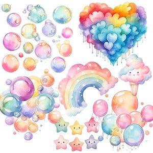 Pastel Rainbow Clipart Watercolor Rainbow PNG Bundle Nursery Decor ...