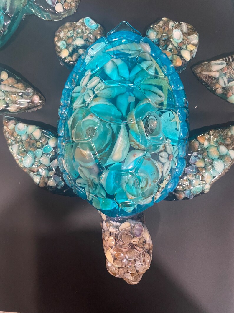 Made to Order: Shell Flowers- Ocean Resin Turtle - Etsy