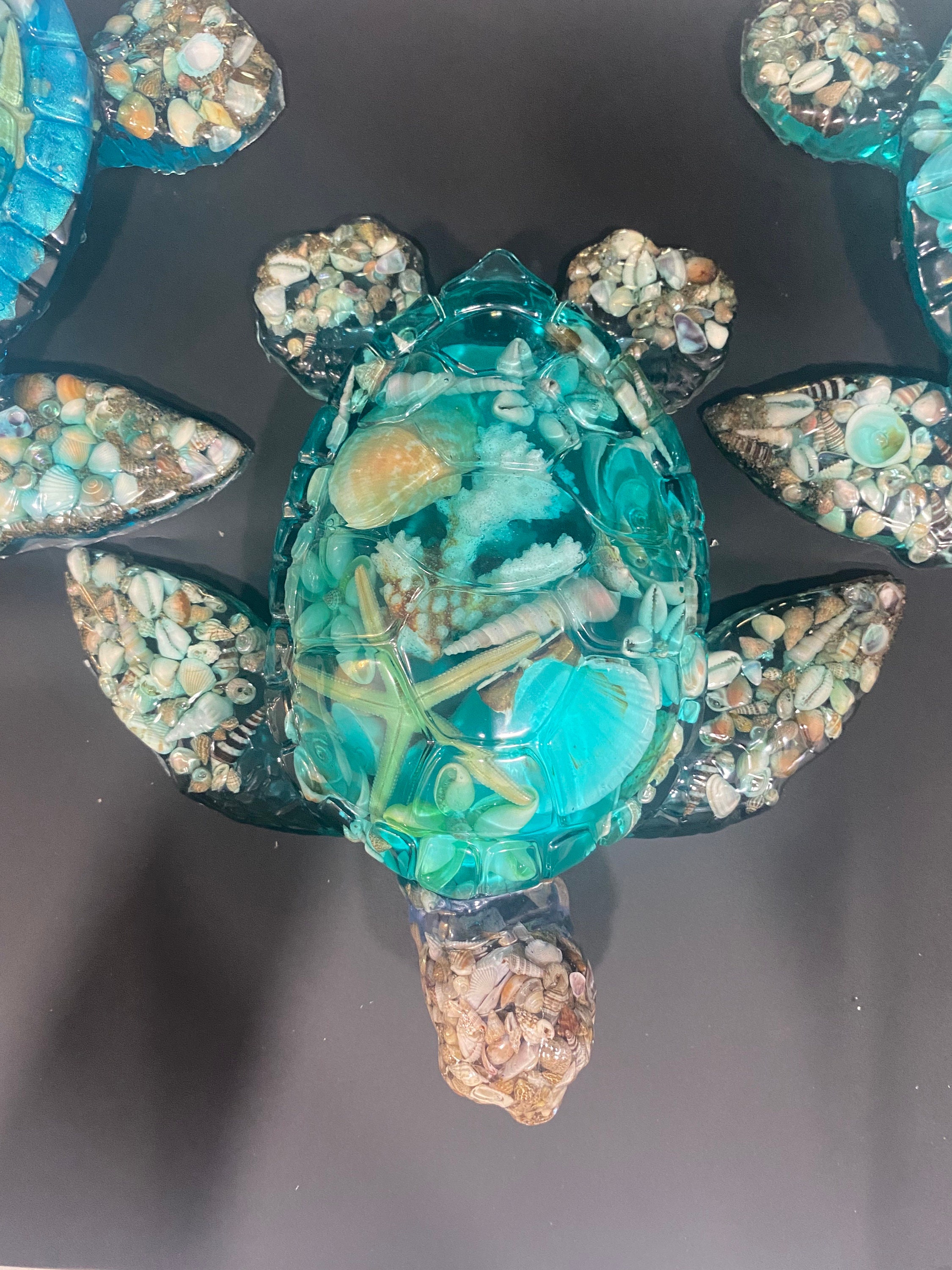 Made to Order: Shell Flowers Ocean Resin Turtle - Etsy