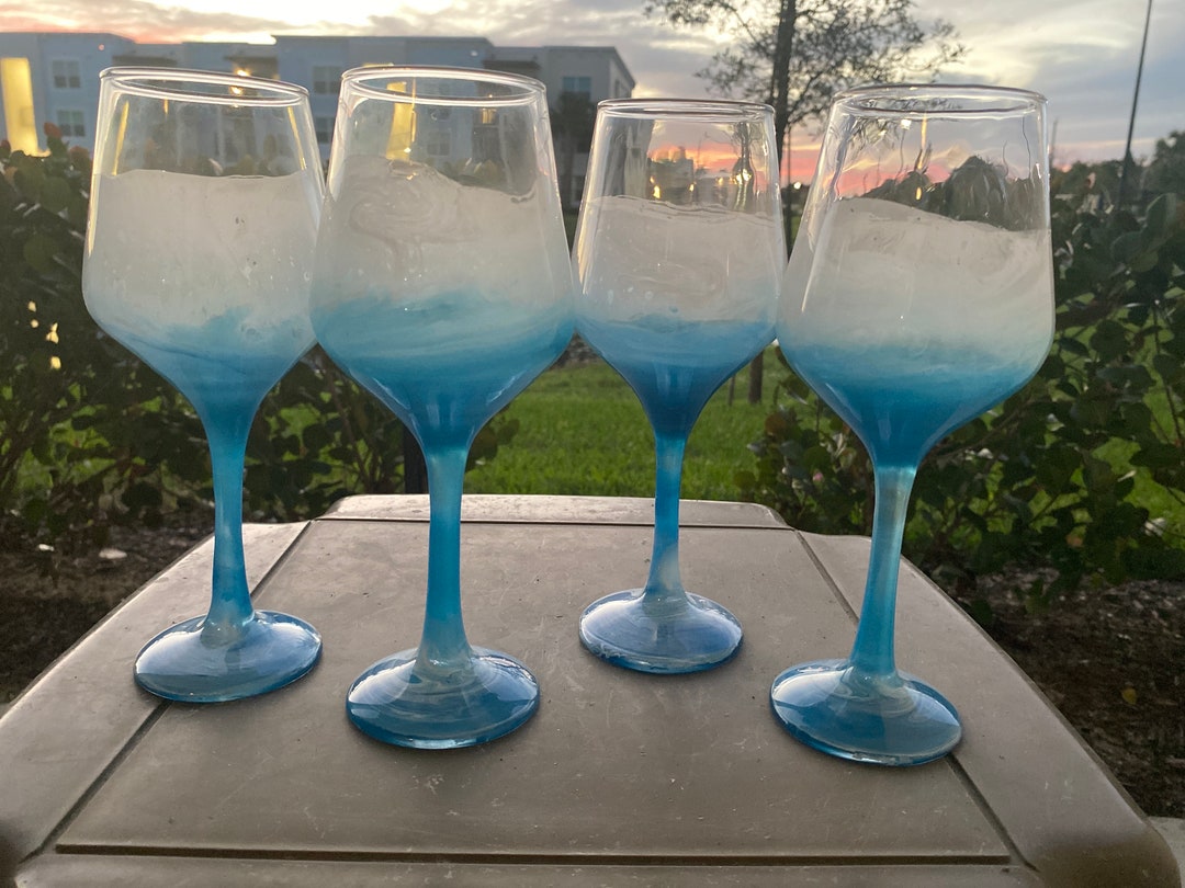 Made to Order: Resin Wave Wine Glass Set - Etsy