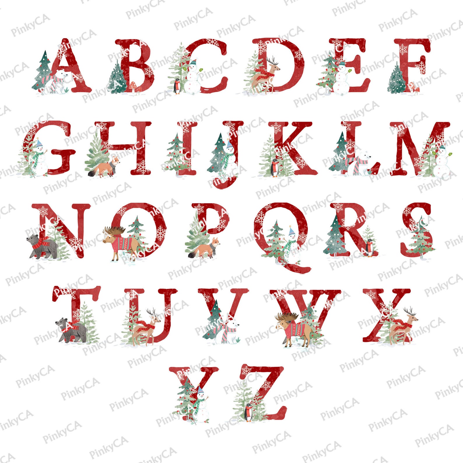 Christmas Alphabet, Christmas Letters, Christmas Clipart, Christmas ...